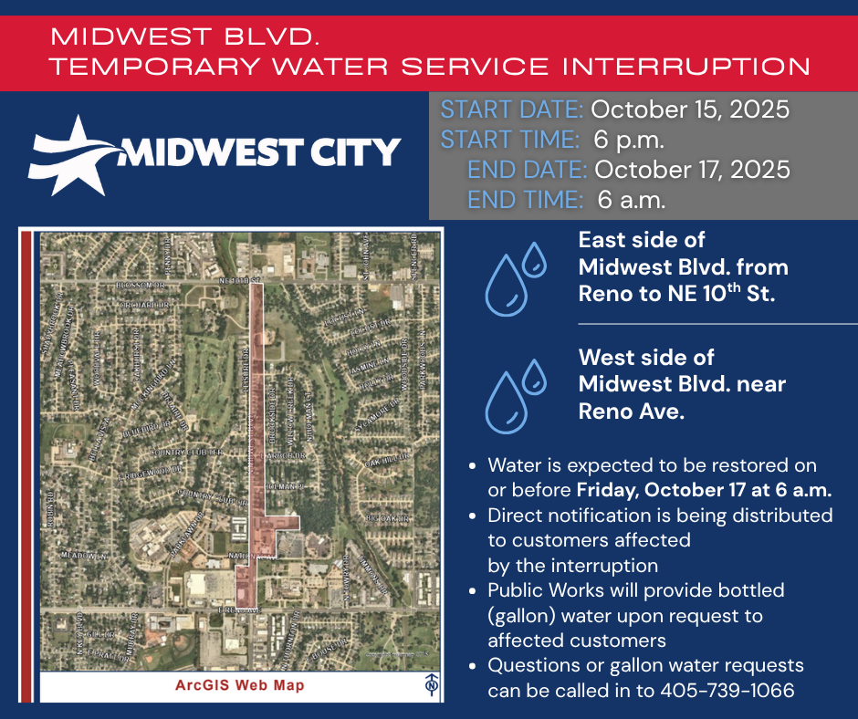 Water Service Interruption Along Midwest Boulevard | Midwest City Oklahoma